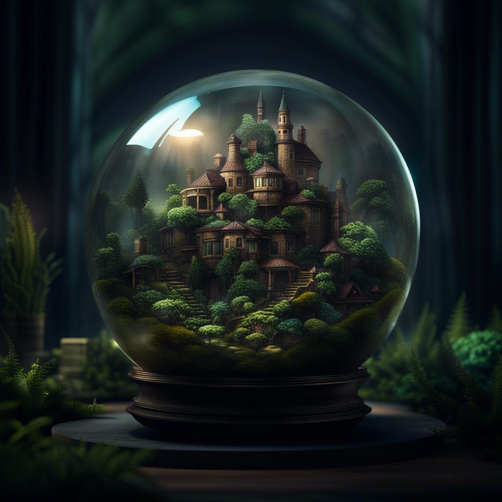 terrarium in a large glass sphere - AI Generated Artwork - NightCafe ...