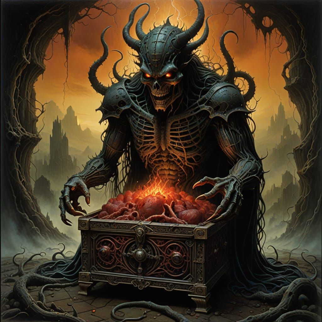 A vivid and haunting, hyperrealistic, hyper-detailed Ink and oil ...