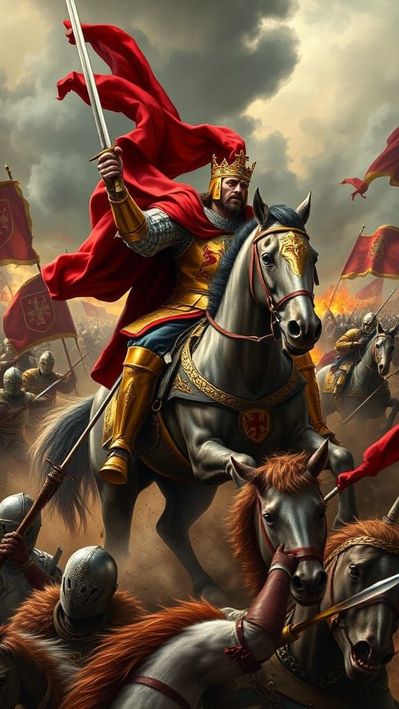 Medieval King Richard the Lionheart Charging into ... - AI Art