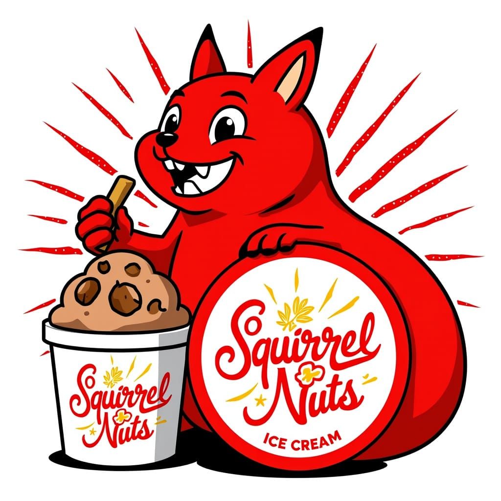 Ice Cream Logo featuring: Mischievous Squirrel