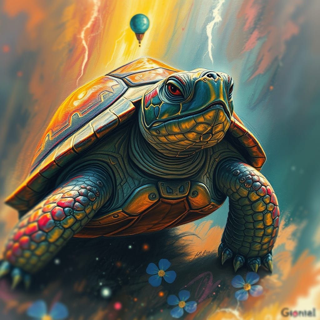 Cosmic Beast in a Thunderstorm, Unreal Engine Art - AI Art