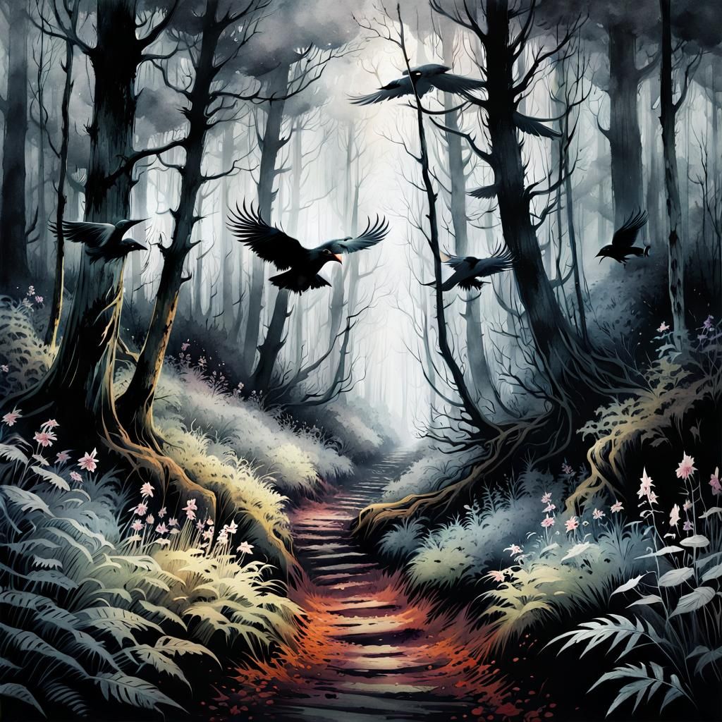 Foggy woods with a path leading to somewhere... - AI Generated Artwork ...