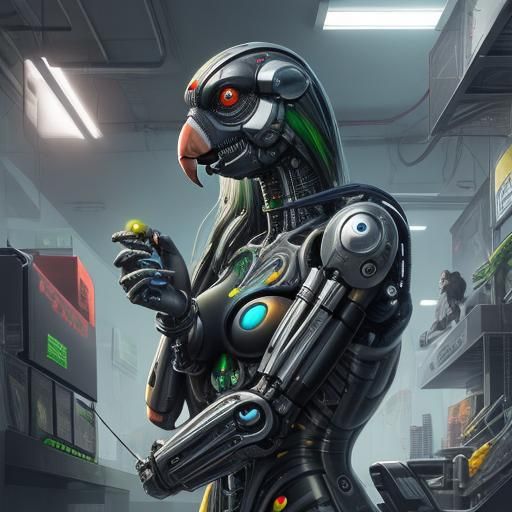 A Cyborg parrot (acording to Dreamshaper v8 🤔🙂) - AI Generated Artwork ...