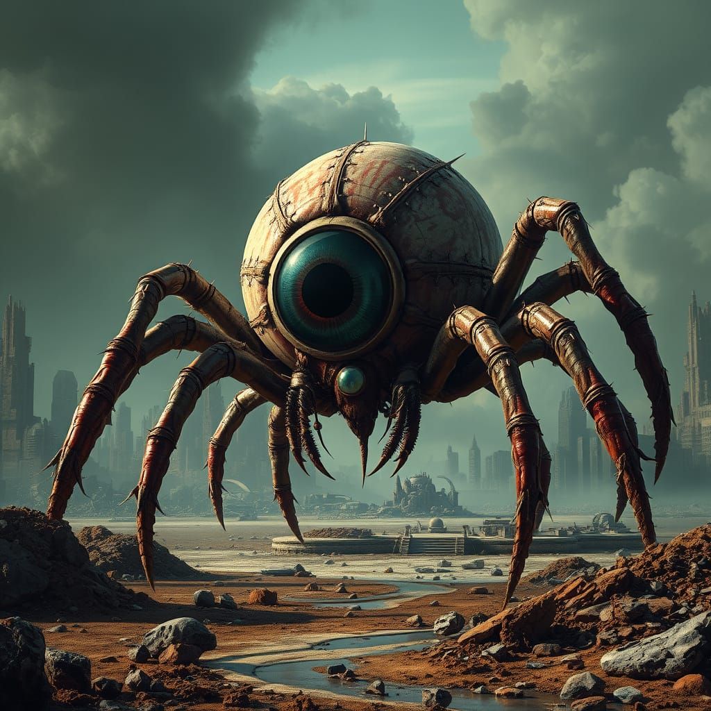 Gamma World Horror: Mutant Tarantula in Post-Apoca... - AI Art