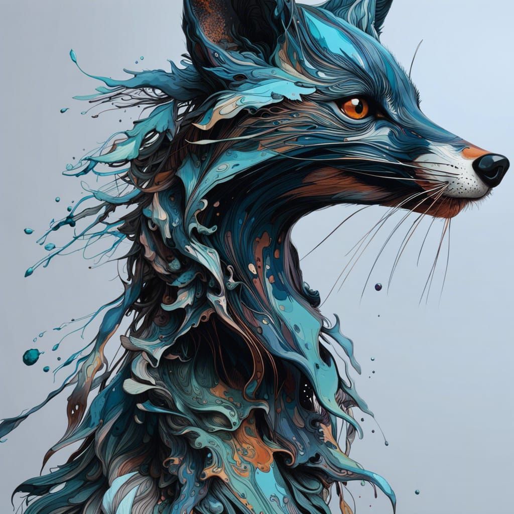 Splish Splash Azure Fox - AI Generated Artwork - NightCafe Creator