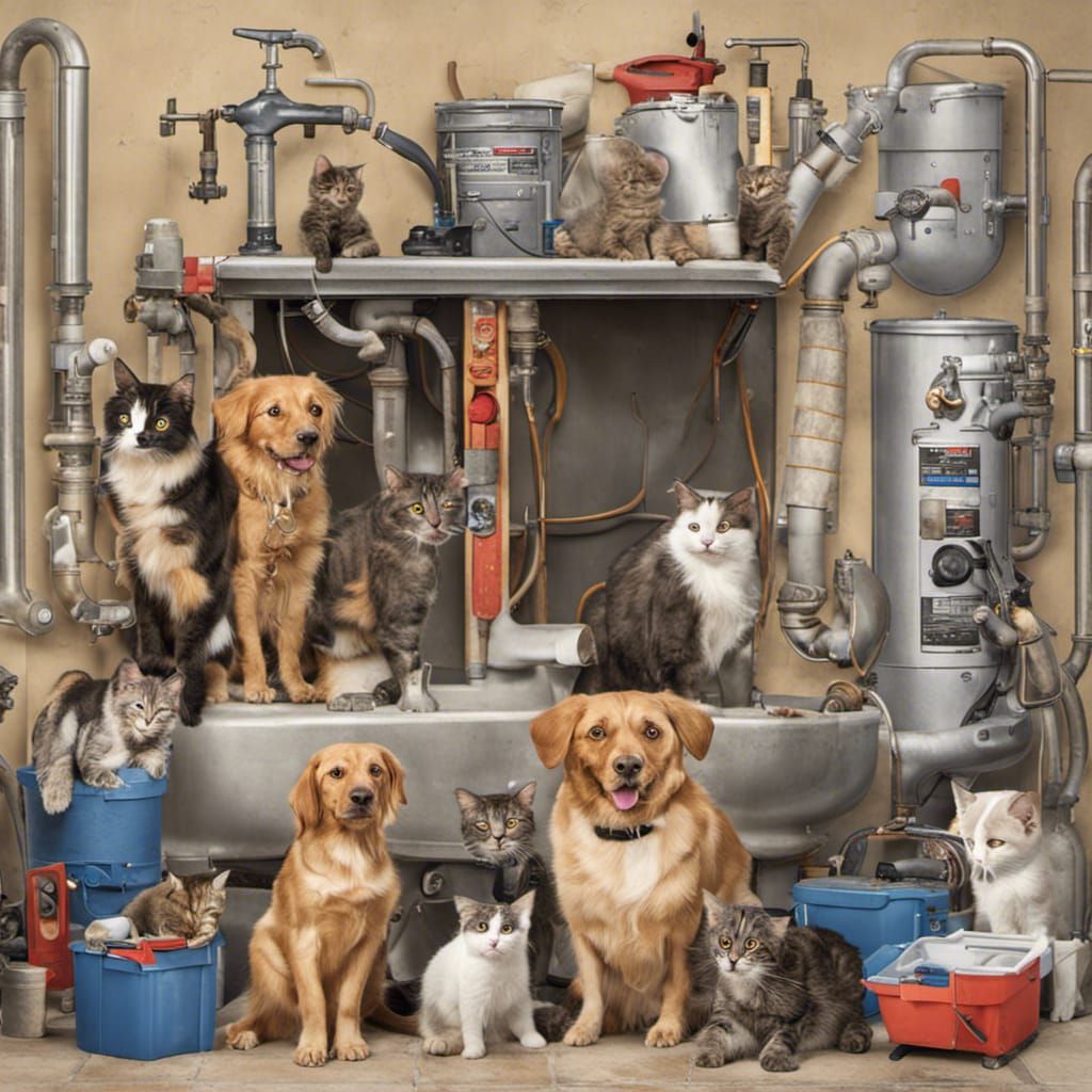 Cats and dogs working a plumbing supply house - AI Generated Artwork ...