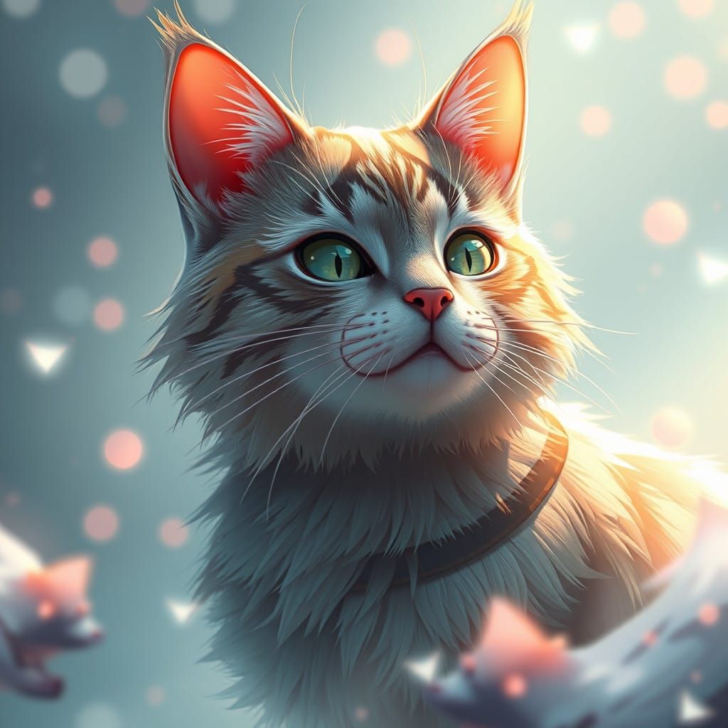 cat in ethereal - Mystical Cat in Vibrant Dreamscapes