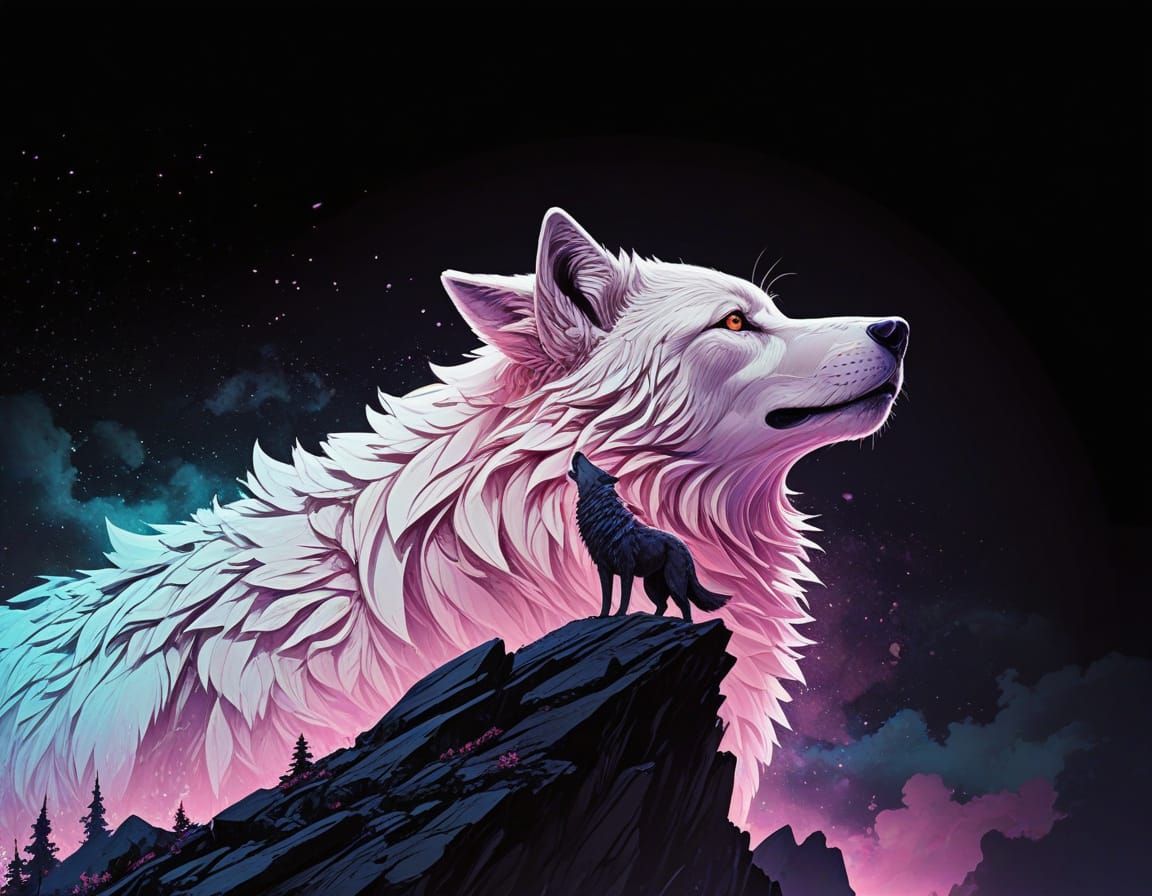 the sky purple & pink i think the moon wink at the wolf 8k resolution ...