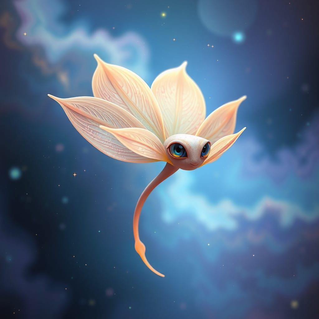 Ethereal Flower Sprite in Celestial Nebulae - AI Art