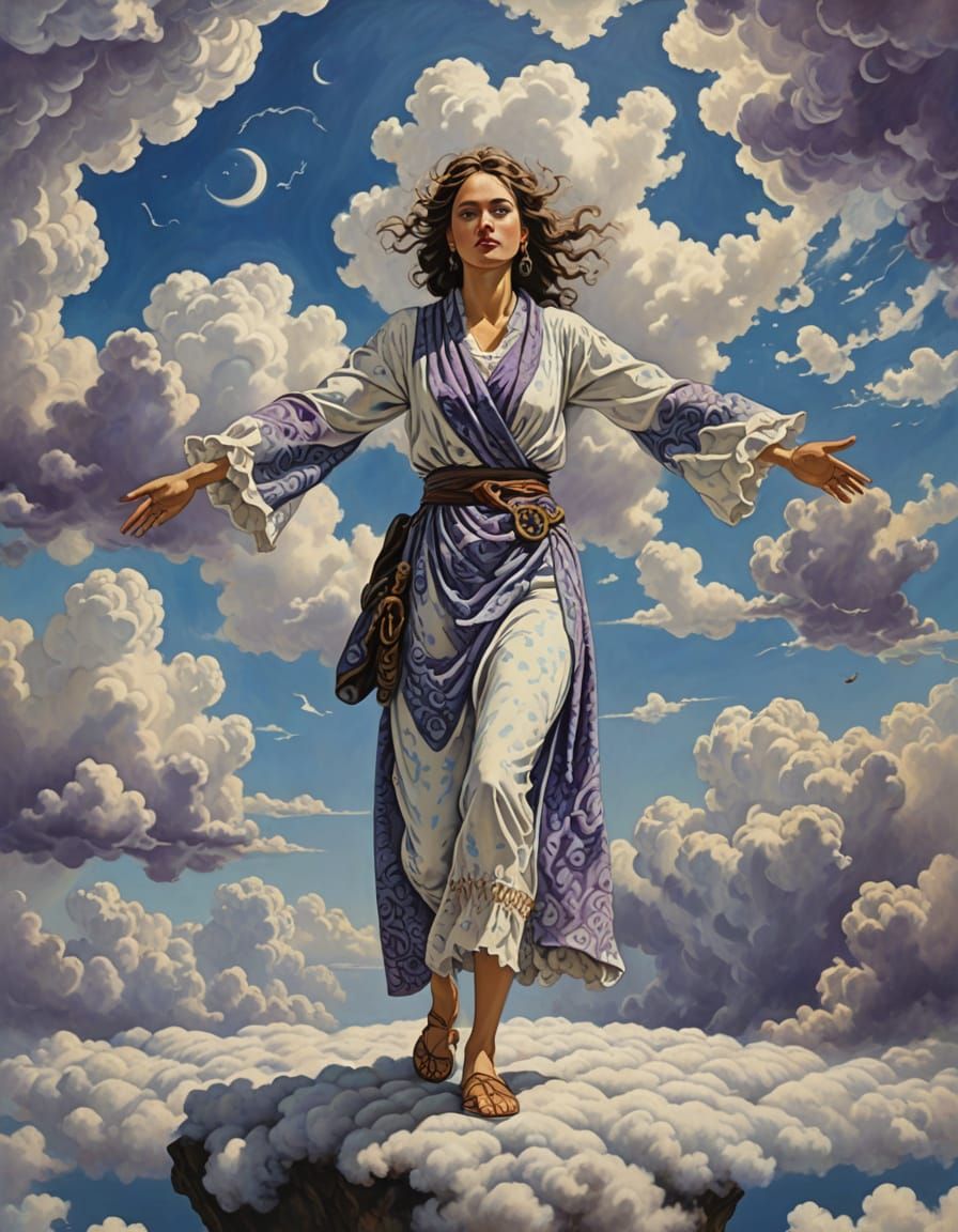 Ethereal Pirate Princess in Dreamlike Cloud Castle - AI Art