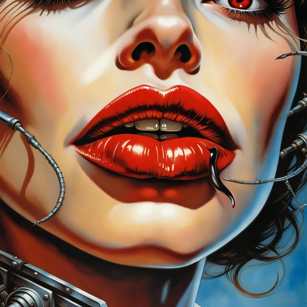 Cyborg lips - AI Generated Artwork - NightCafe Creator