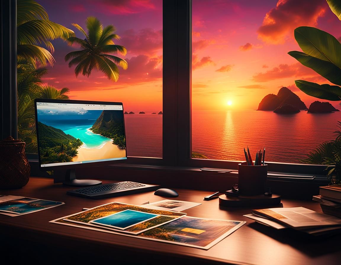 (( Postal Card Photography on a working desk )) Cinematic atmospheric ...