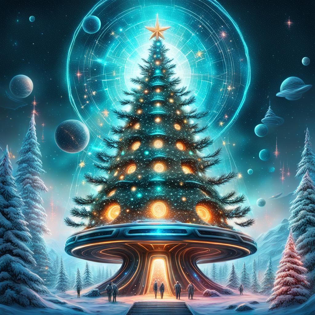 Futuristic Christmas Tree - AI Generated Artwork - NightCafe Creator