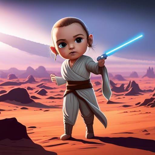 Fantastical Baby Rey Skywalker Matte Painting - AI Art