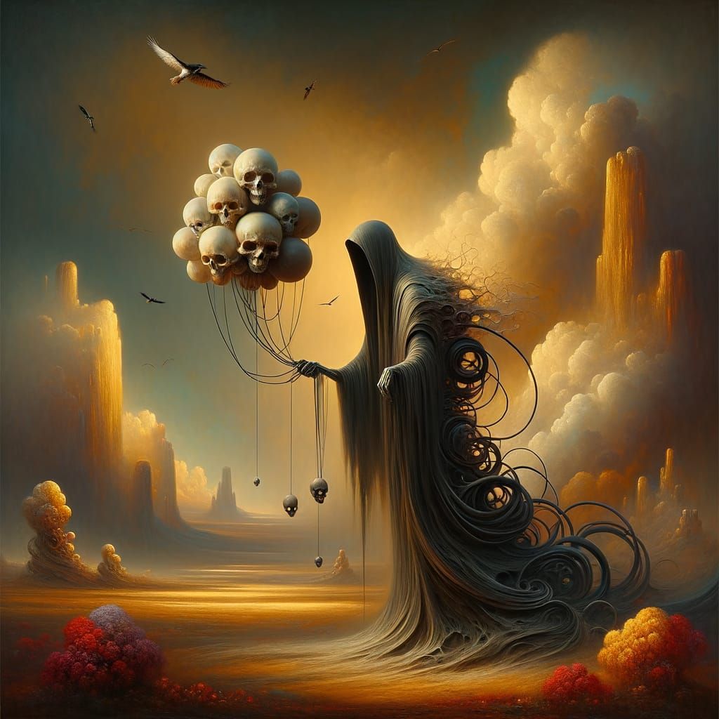 Surreal Angel of Death in Golden Dreamscapes with ... - AI Art