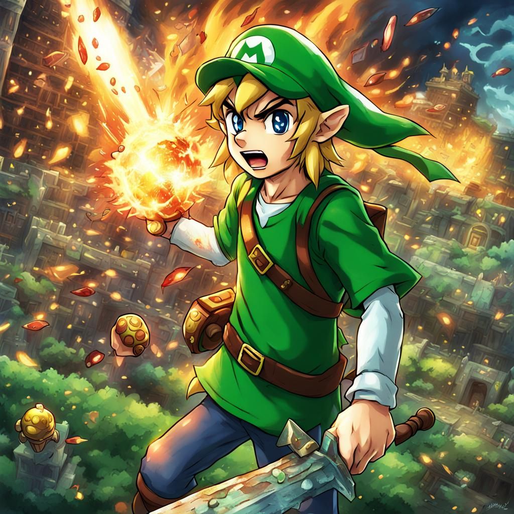 Link and Mario mixed - AI Generated Artwork - NightCafe Creator