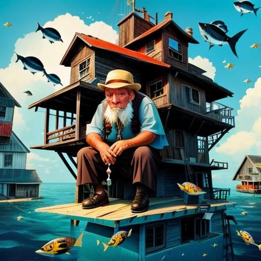 A multi-storey rickety old man in a rickety old house on a tiny island ...