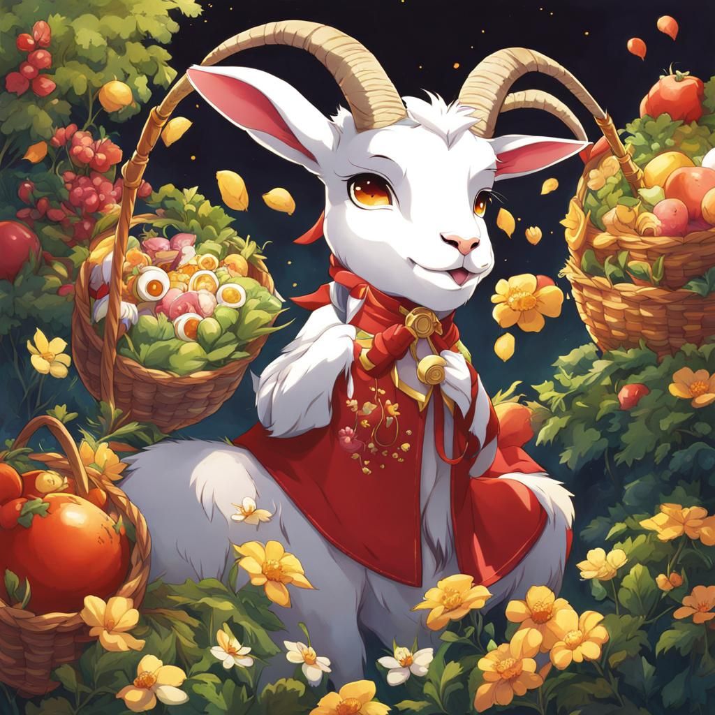 Greedy Goat illustration by artist "anime", Anime Key Visual, Japanese ...