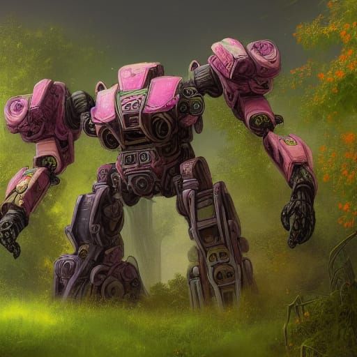 Pink Ancient Battle Mech - AI Generated Artwork - NightCafe Creator