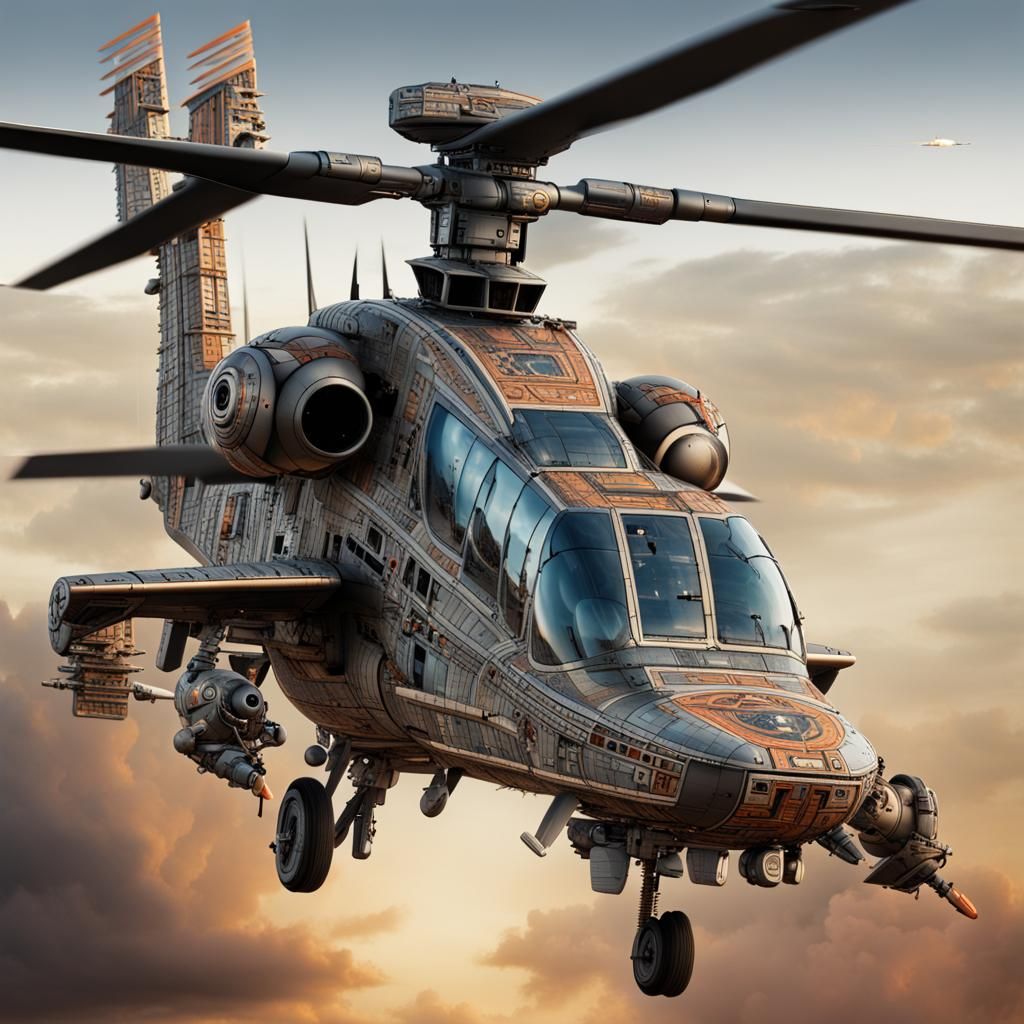 Aztec Attack Helicopter - Modern Aztec Warrior Aviator