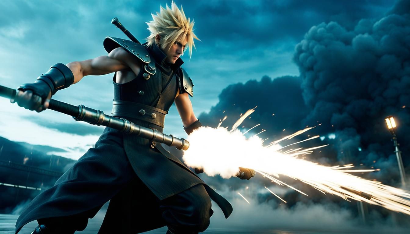 Final Fantasy 7: Cloud summoning Bahomet, Photography Portrait of Cloud ...