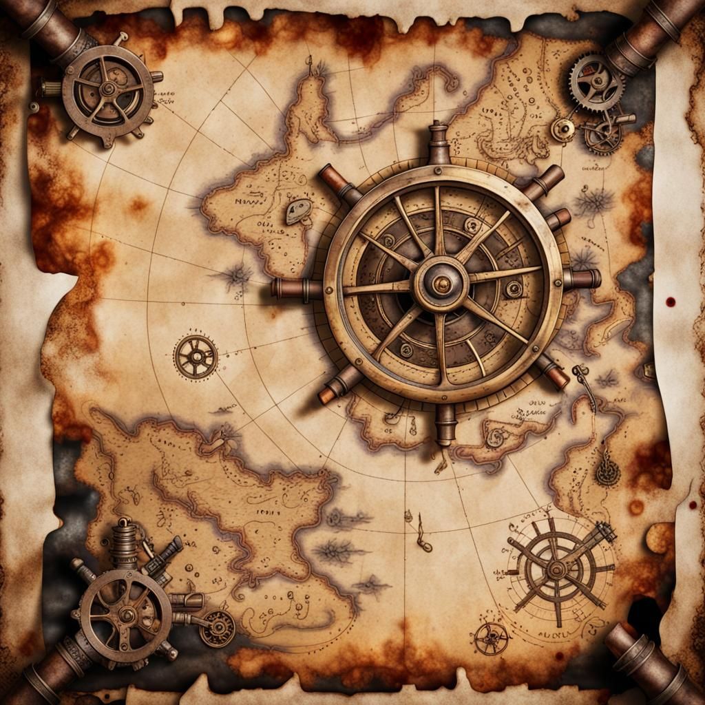 "Clockwork Corsairs' Cartography" - AI Generated Artwork - NightCafe ...