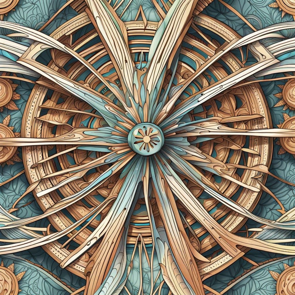 Detailed Ferris Wheel, abstract vector fractal, wave function ...