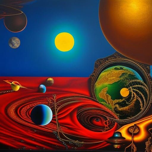 Solar System in the style of Leonardo da Vinci, Photorealistic ...