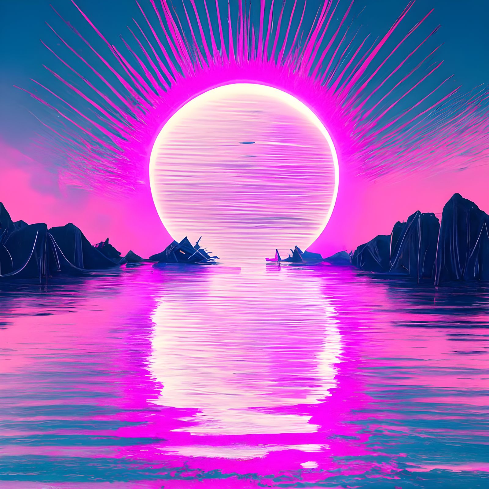 "Neon Moon Orb" - AI Generated Artwork - NightCafe Creator