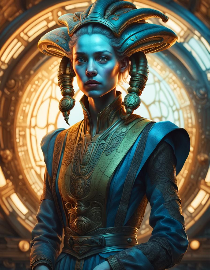 Alien Portrait of a beautiful young woman in the style of Rembrandt ...