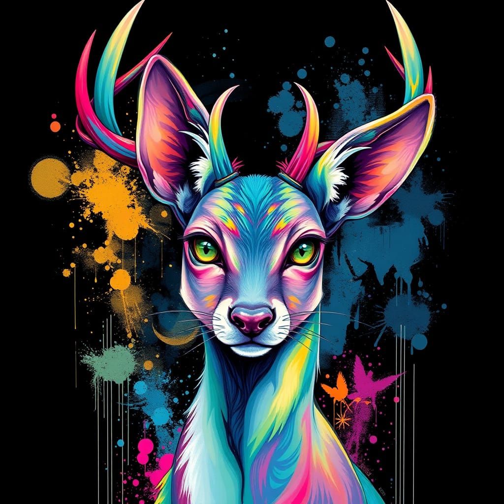 Whimsical Pastel Rainbow Creature Hybrid - AI Art