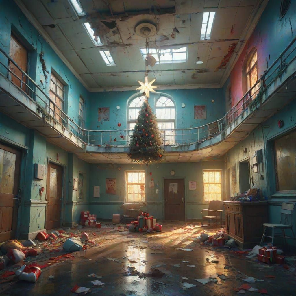 A Haunted Hospital at Christmas in Vivid, Hyperrea... - AI Art