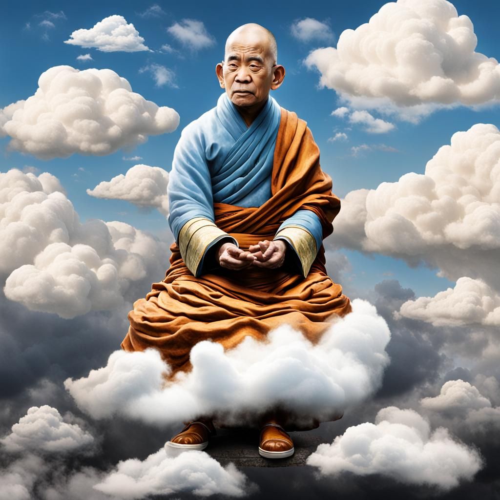realistic monk in the clouds - AI Generated Artwork - NightCafe Creator