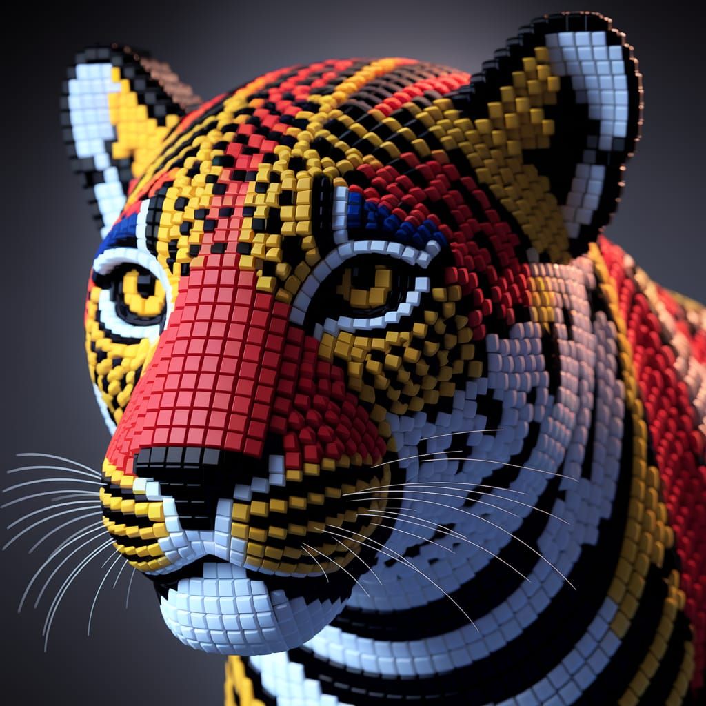 A stunning mosaic artwork of a leopard's face, meticulously crafted ...