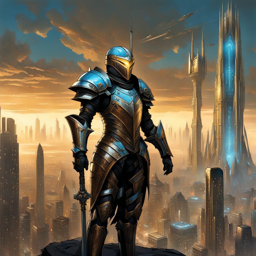 Aetherpunk-City Knight - AI Generated Artwork - NightCafe Creator