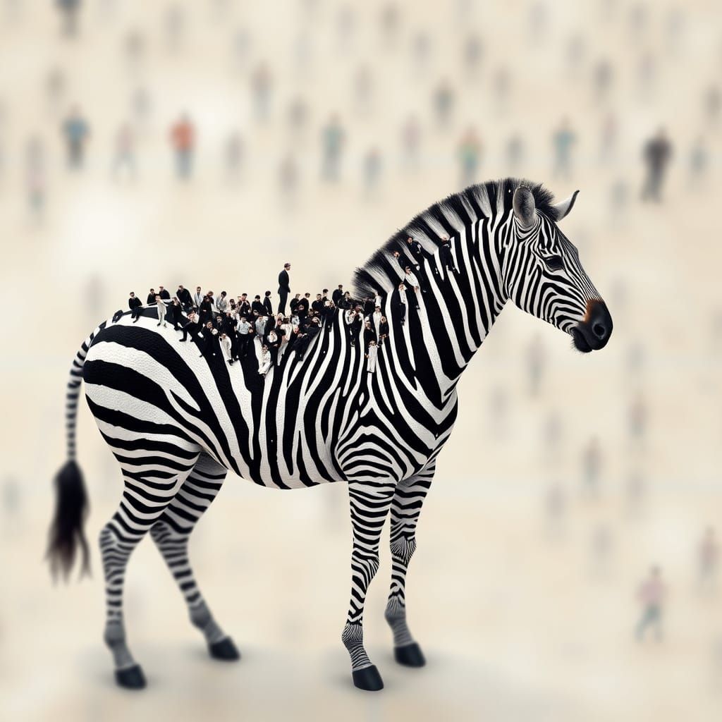 Stripes of Humanity: An Optical Illusion Zebra - AI Art