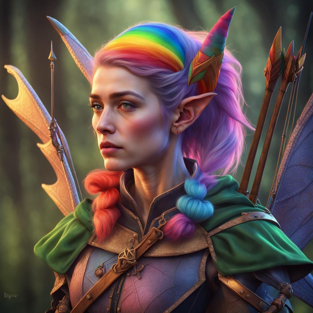 Rainbow Elf Ranger - AI Generated Artwork - NightCafe Creator