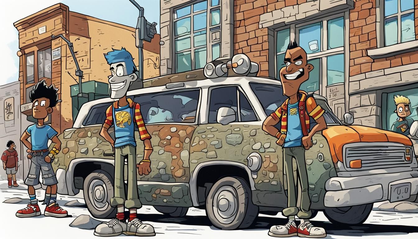 Street view. Stone-punk style. - AI Generated Artwork - NightCafe Creator