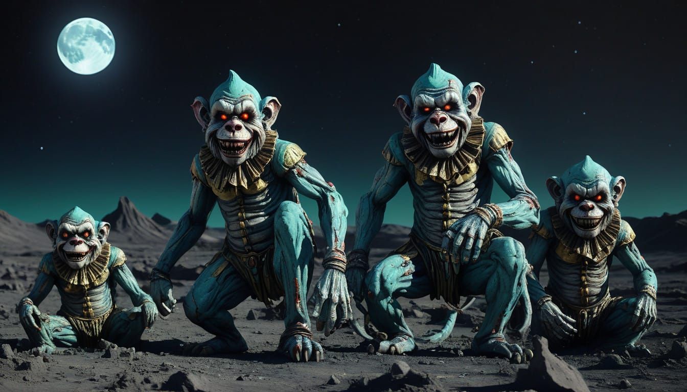 Zombie Monkey Monster Clowns On The Surface of the Moon