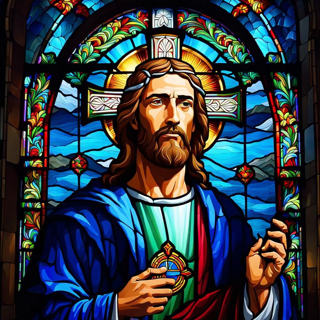 Jesus Christ Stained Glass Window - AI Generated Artwork - NightCafe ...