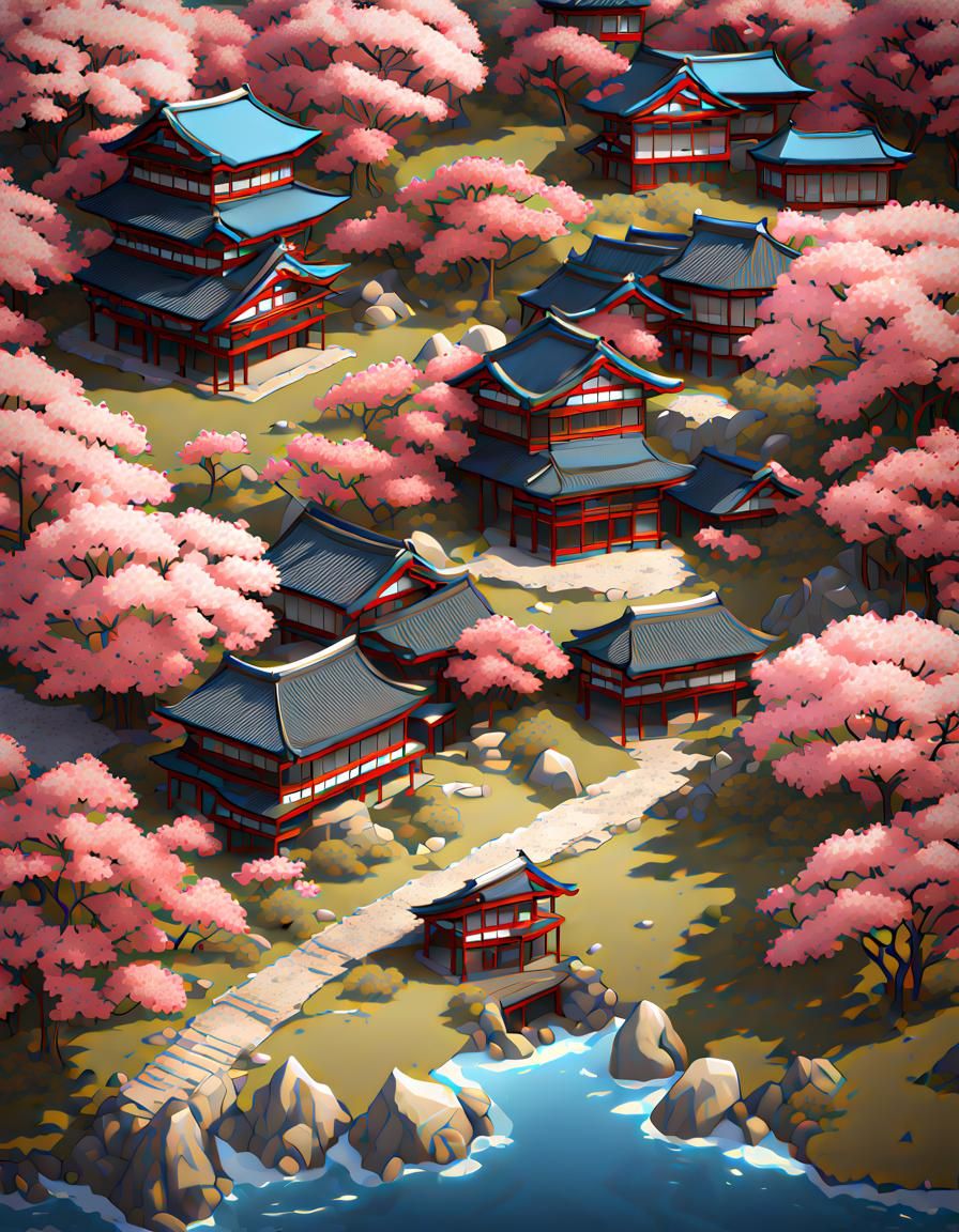 3d map of japanese village - AI Generated Artwork - NightCafe Creator