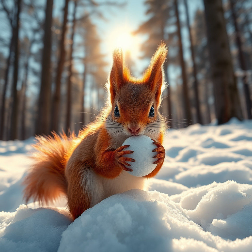 Who's up for a snowball fight? - Serene Snowy Squirrel Prepa...