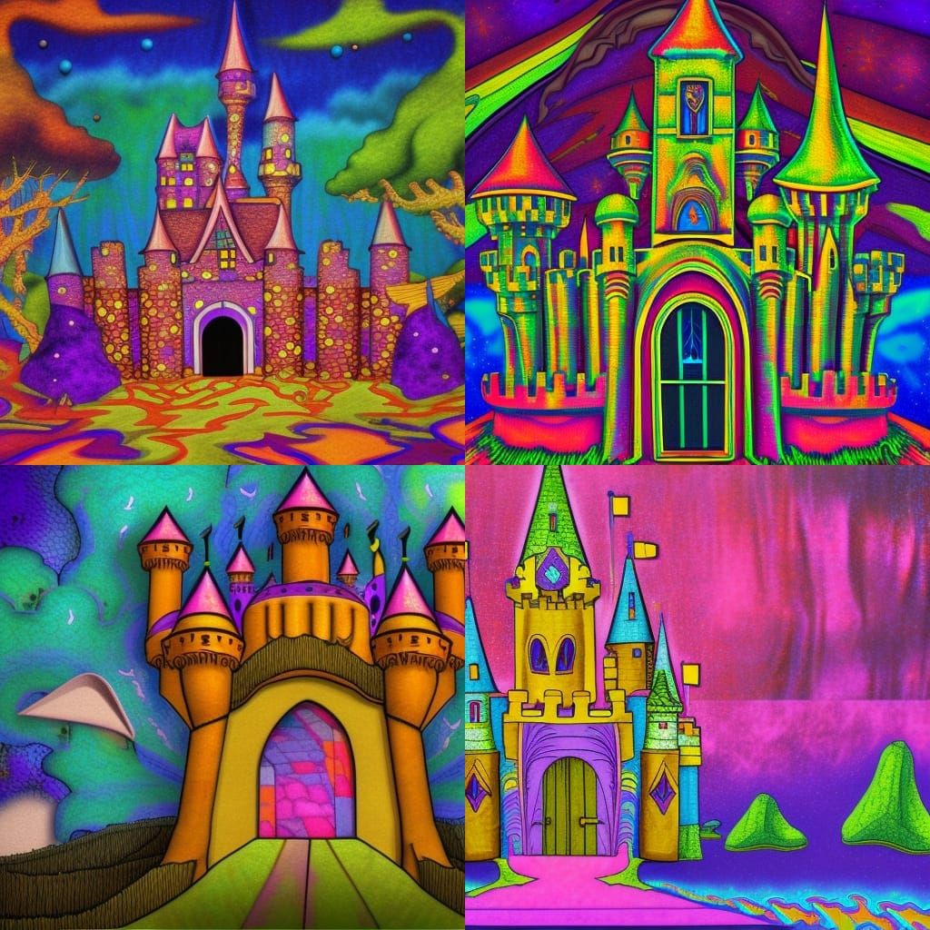 Psychedelic fantasy castle - AI Generated Artwork - NightCafe Creator