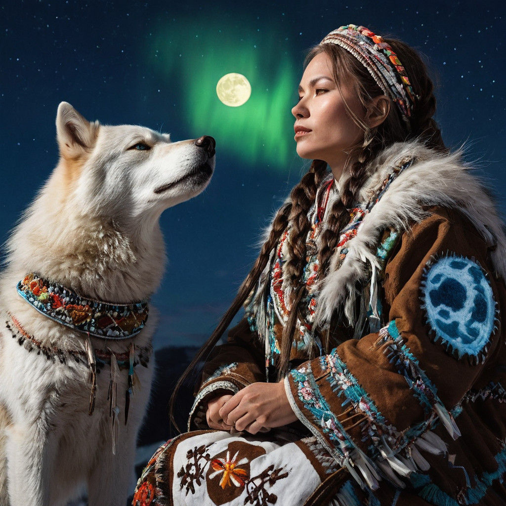 Aurora Enchantress: Nordic Saami Princess in Majes... - AI Art