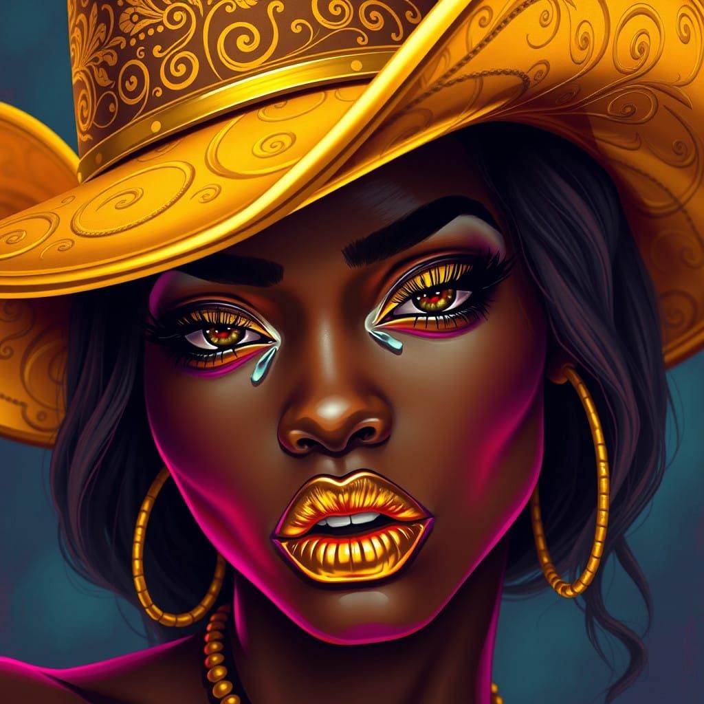 Fanta - Golden Goddess in a Neon Dreamscape