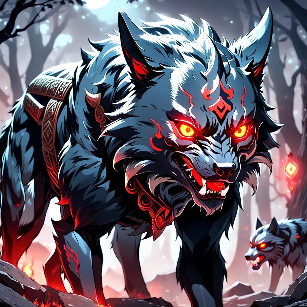 Demon Wolf. @AloneMARLA - AI Generated Artwork - NightCafe Creator