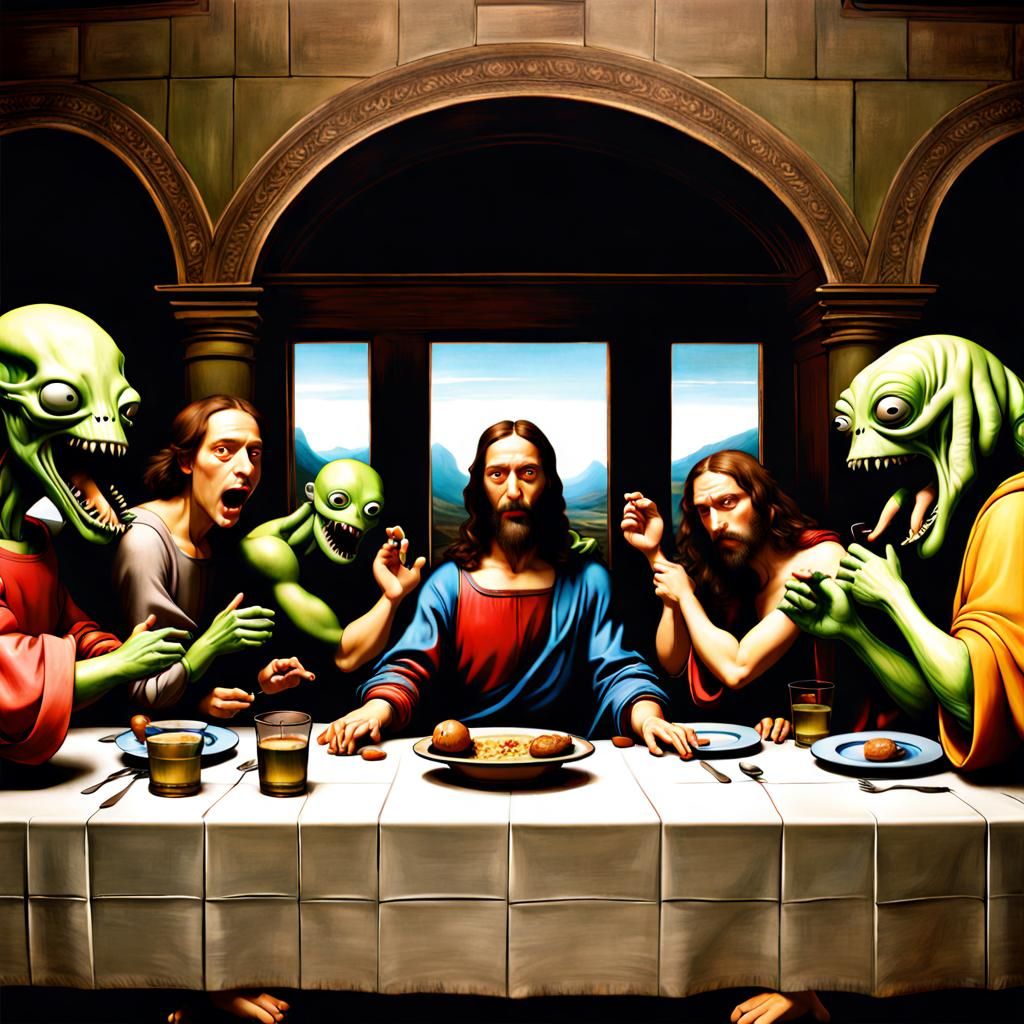 "The Last Supper" photobombed by Aliens - AI Generated Artwork ...