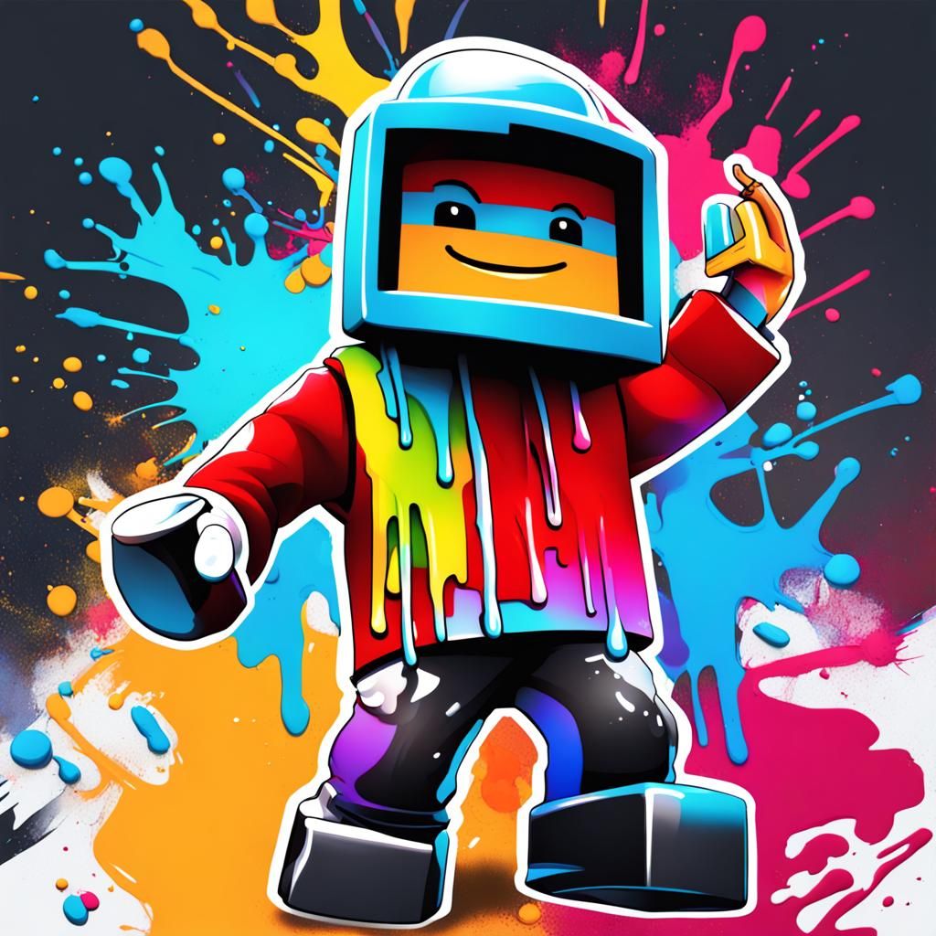 Roblox - Vibrant Roblox Character in Graffiti Art Style