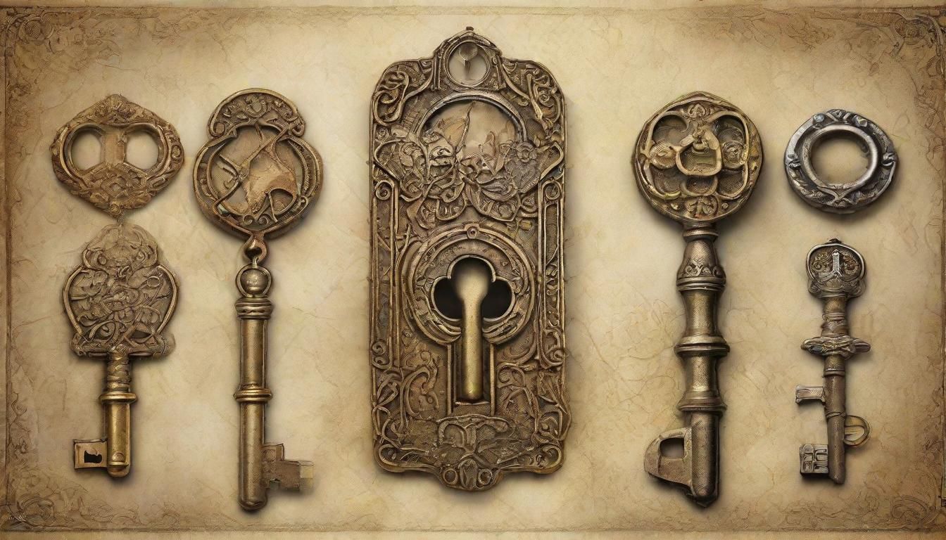 keys, depict keys as symbols of discovery and exploration, with ...
