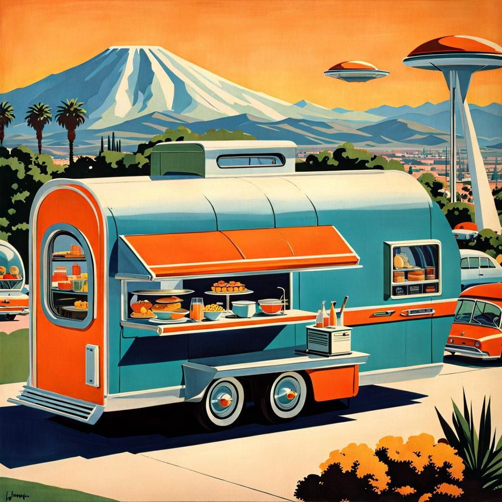 Mid-century modern gedunk worksite food truck in Southern California in ...